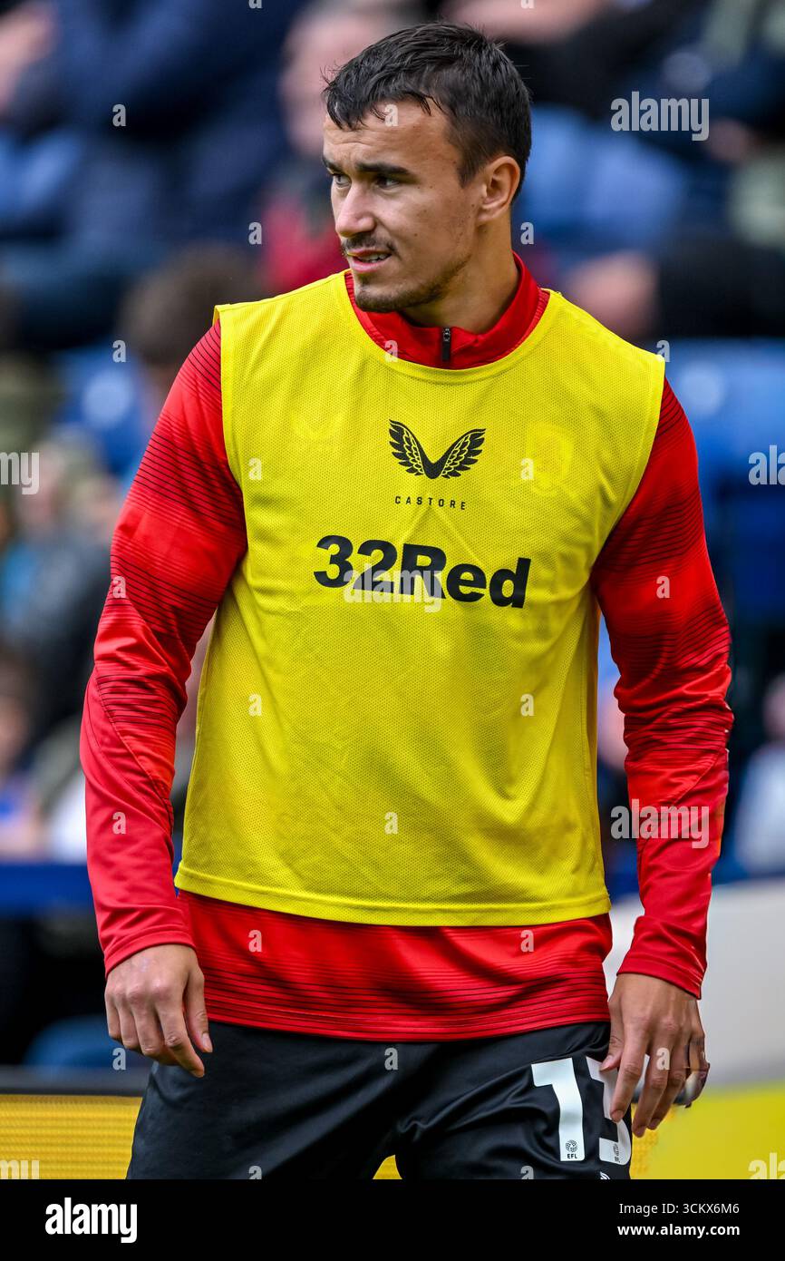 David Strelec of Middlesbrough warming up during the Sky Bet ...