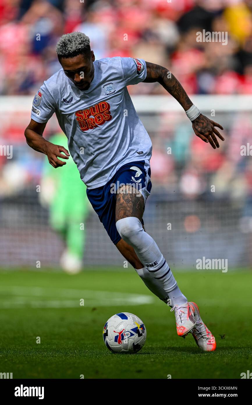 Daniel Jebbison of Preston North End during the Sky Bet Championship ...