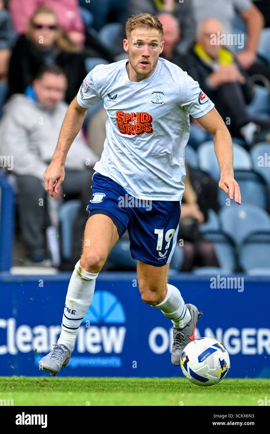 Lewis Gibson of Preston North End during the Sky Bet Championship match ...