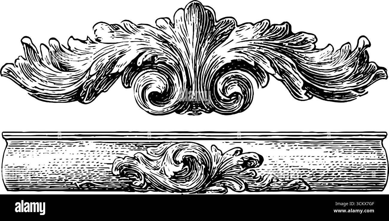 Ornate florentine border and crest design for elegant decorative ...