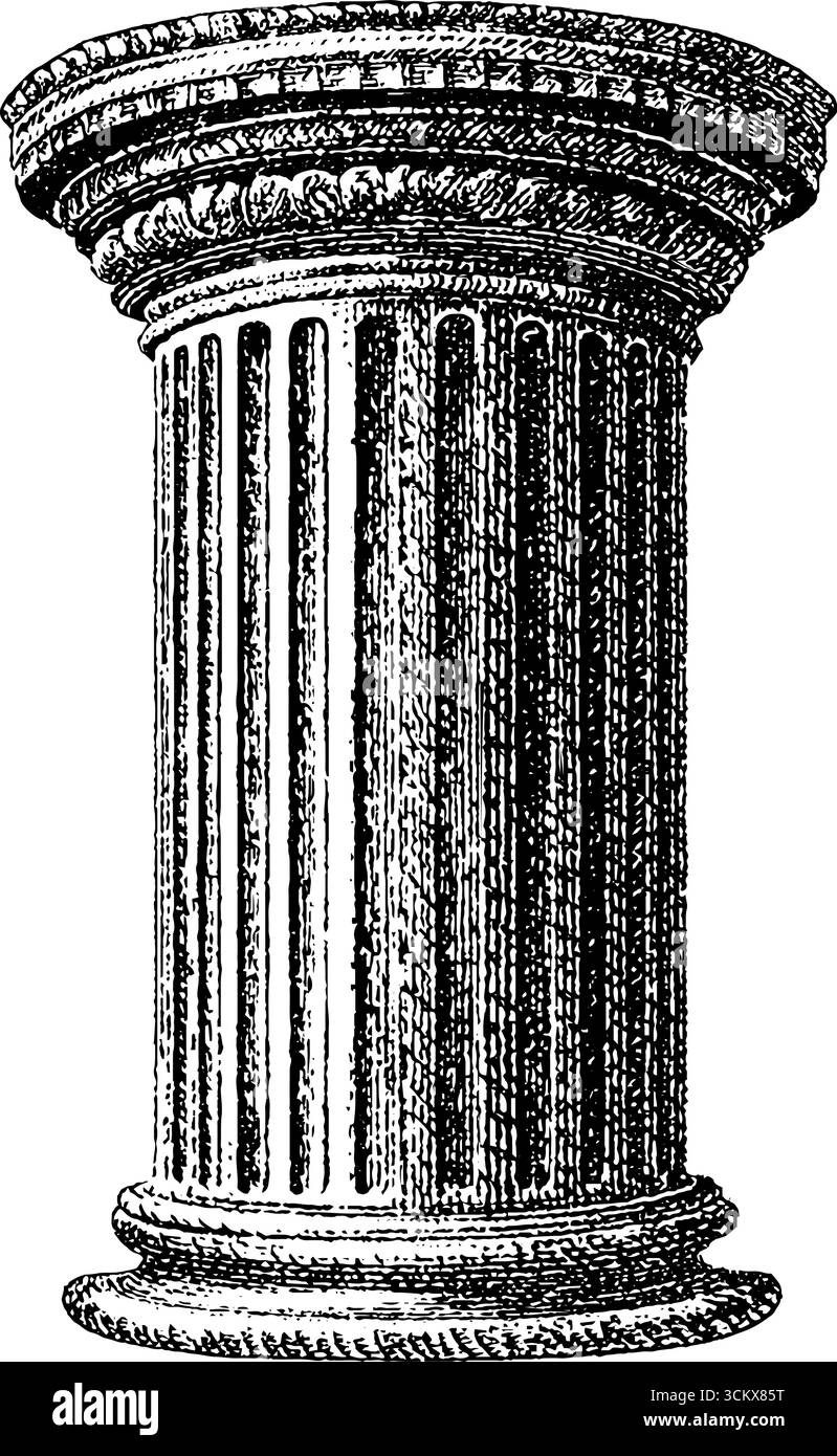 Vintage greek column shaft with engraving style for historical and ...