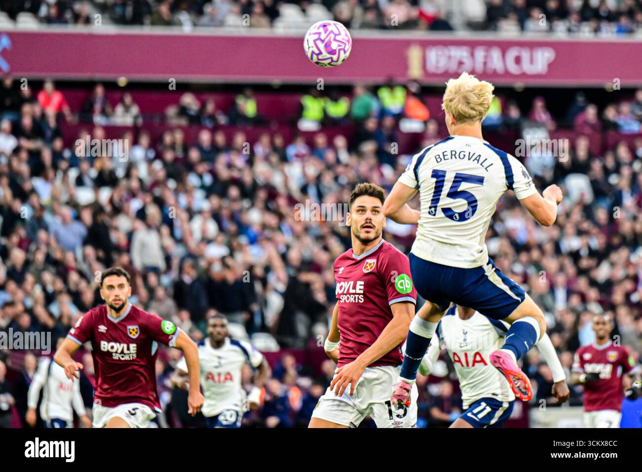 Lucas Bergvall (15 Tottenham Hotspur) heads in second goal during the ...