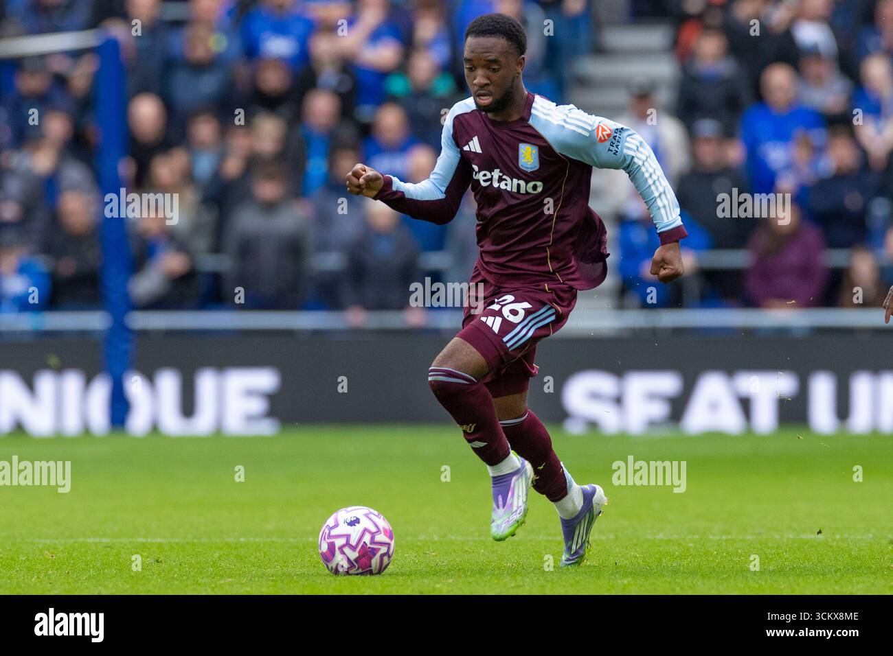 Lamare Bogarde #26 of Aston Villa F.C during the Premier League match ...
