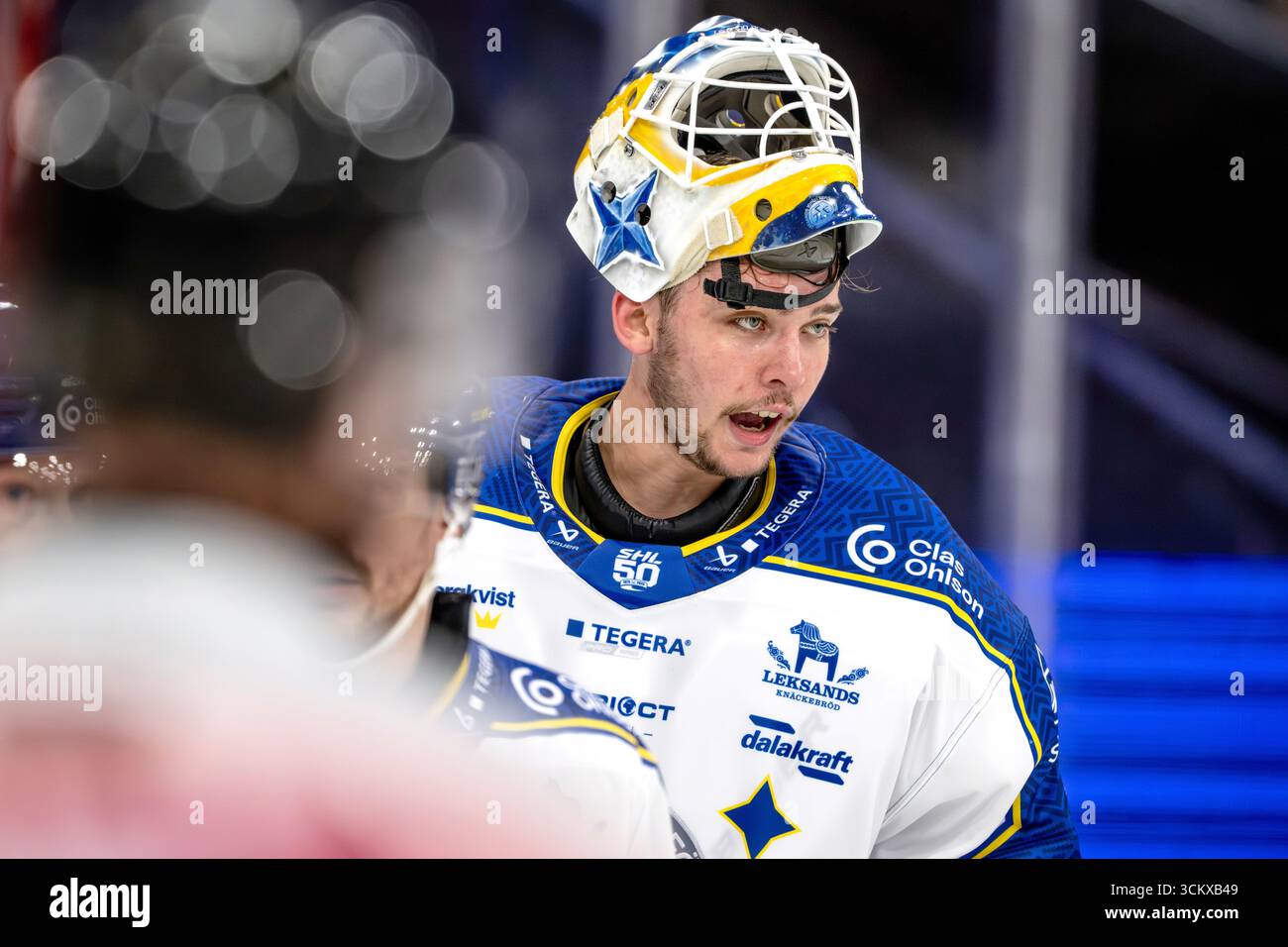 LEKSAND, SVERIGE 20250913 Leksands målvakt Marcus Gidlöf #1 jublar ...