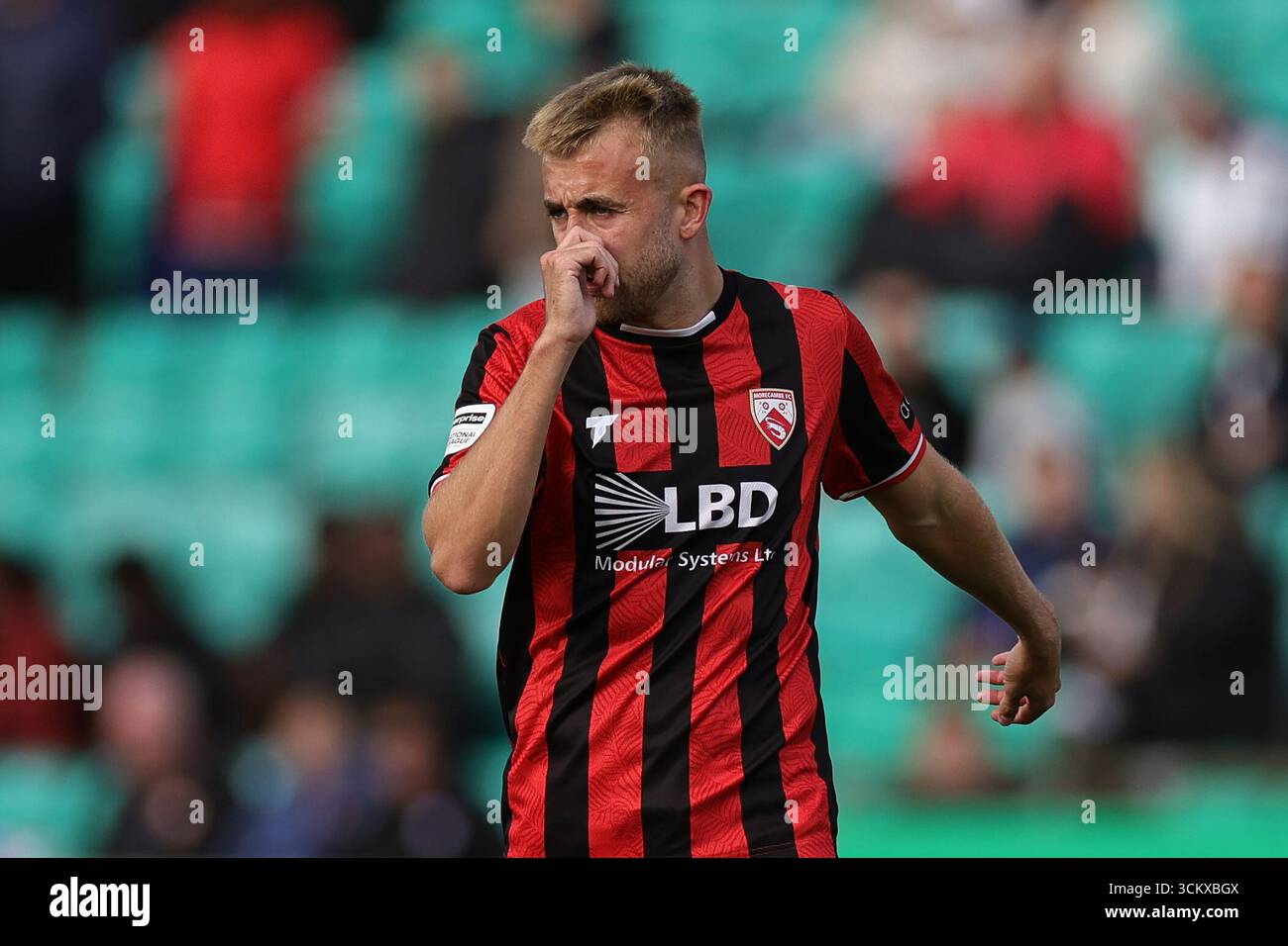 SOLIHULL, UK. 13TH SEPTEMBER 2025. Jake Cain of Morecambe during the ...