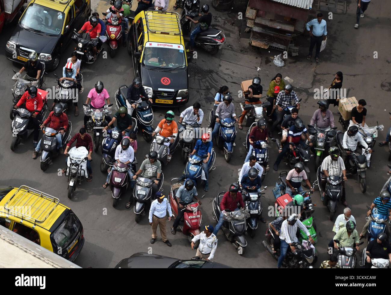MUMBAI, INDIA - SEPTEMBER 13: There is a traffic jam on Delisle Bridge ...