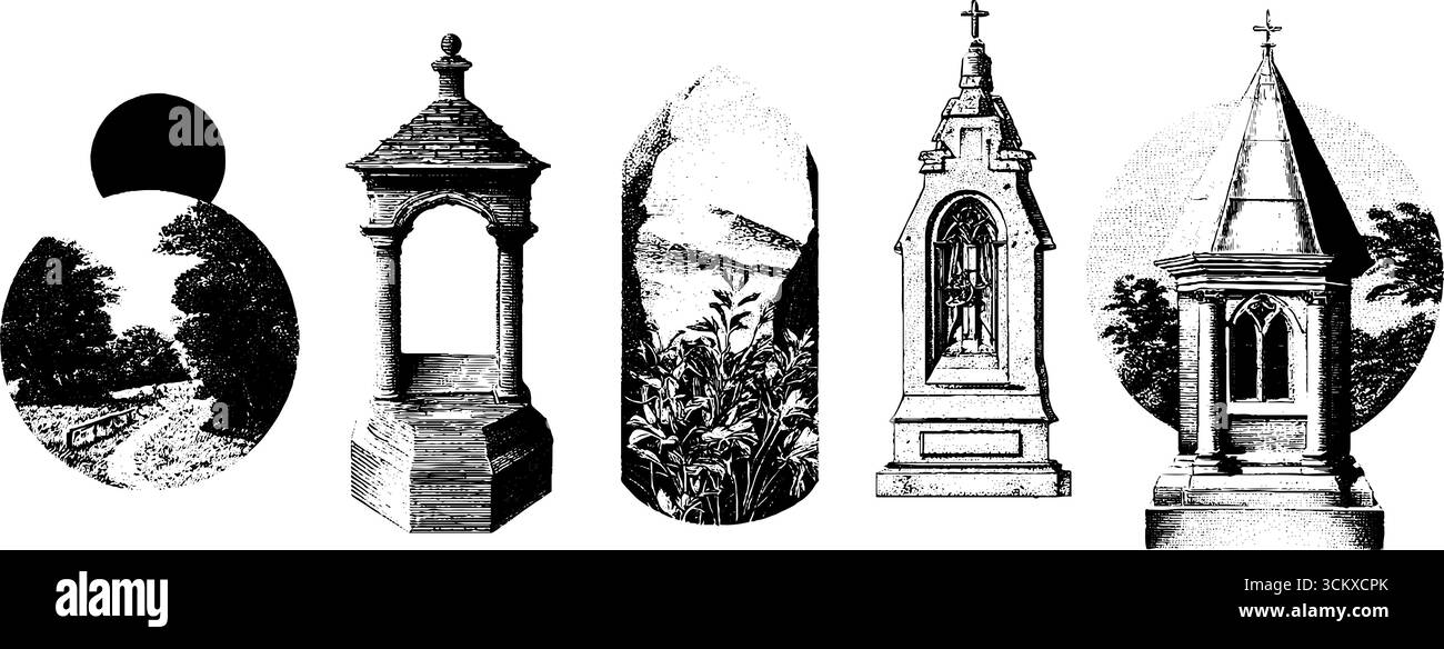 Gothic revival church towers Stock Vector Images - Alamy