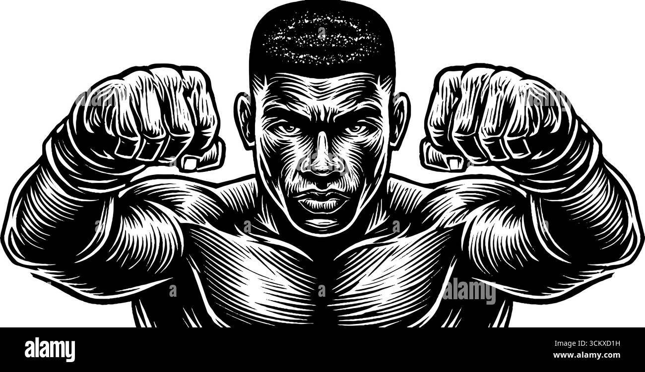 Boxer raised fists portrait Stock Vector Images - Alamy