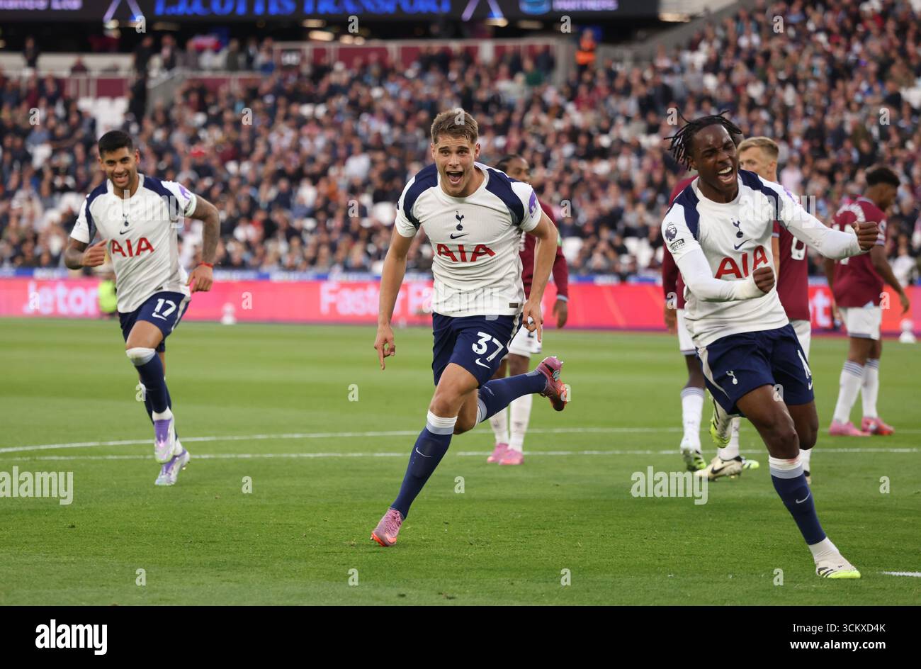 Micky van de Ven (TH) celebrates scoring the third Spurs goal (3-0) at ...