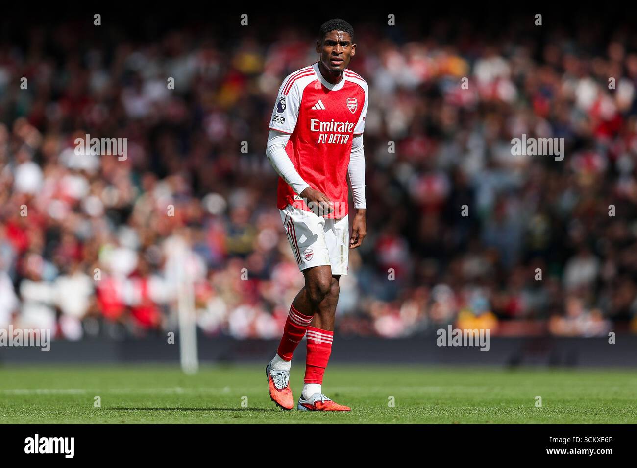 Cristhian Mosquera of Arsenal looks on during the Premier League match ...