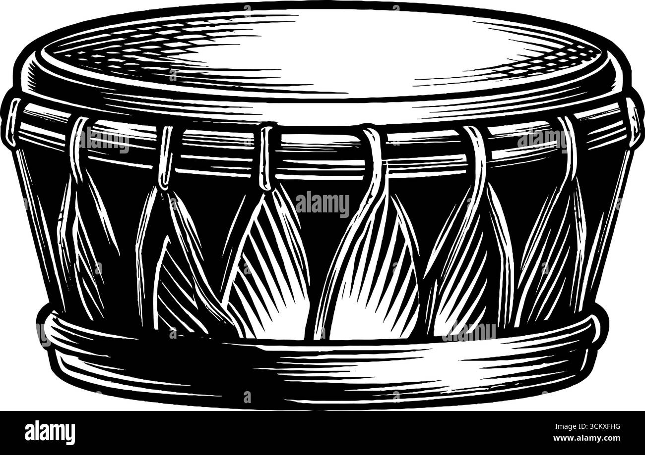 Traditional ceremonial drum with detailed hide and bone construction ...