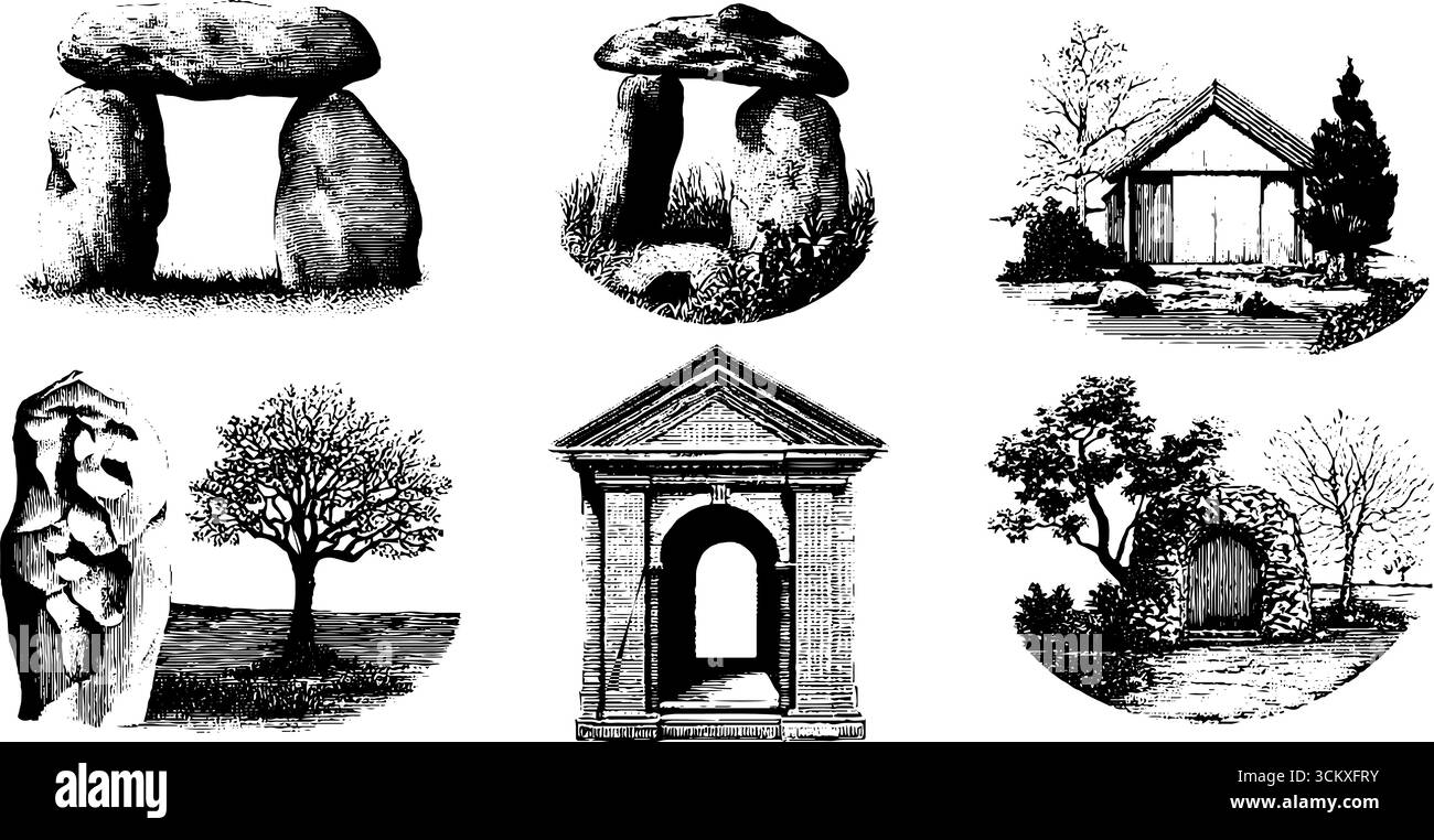 Entrance stone megalithic art Stock Vector Images - Alamy