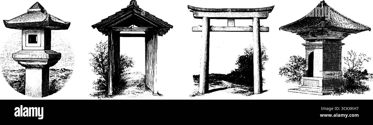 Traditional japanese gate and architecture elements for cultural design ...