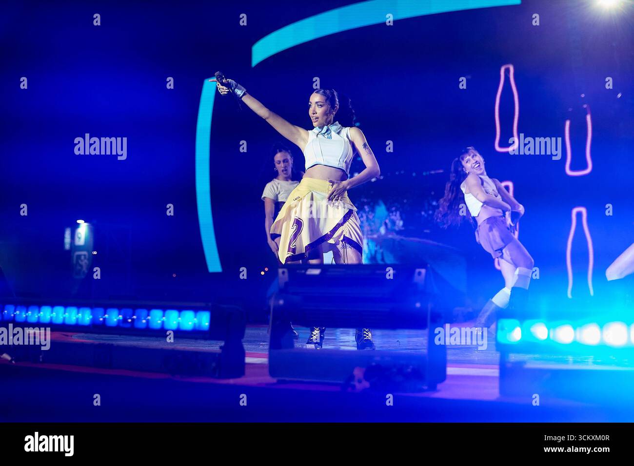 Singer María Becerra performs during the 15th anniversary of the Coca ...