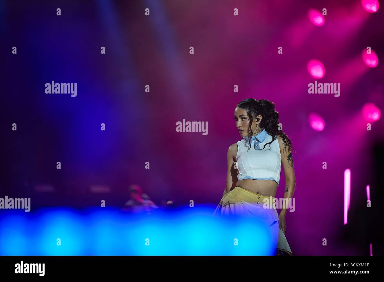 Singer María Becerra performs during the 15th anniversary of the Coca ...