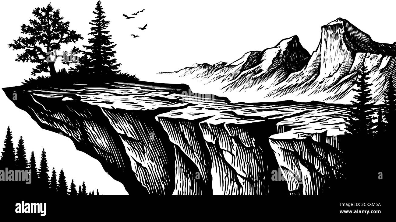 Dramatic cliff edge overlooking vast Stock Vector Images - Alamy