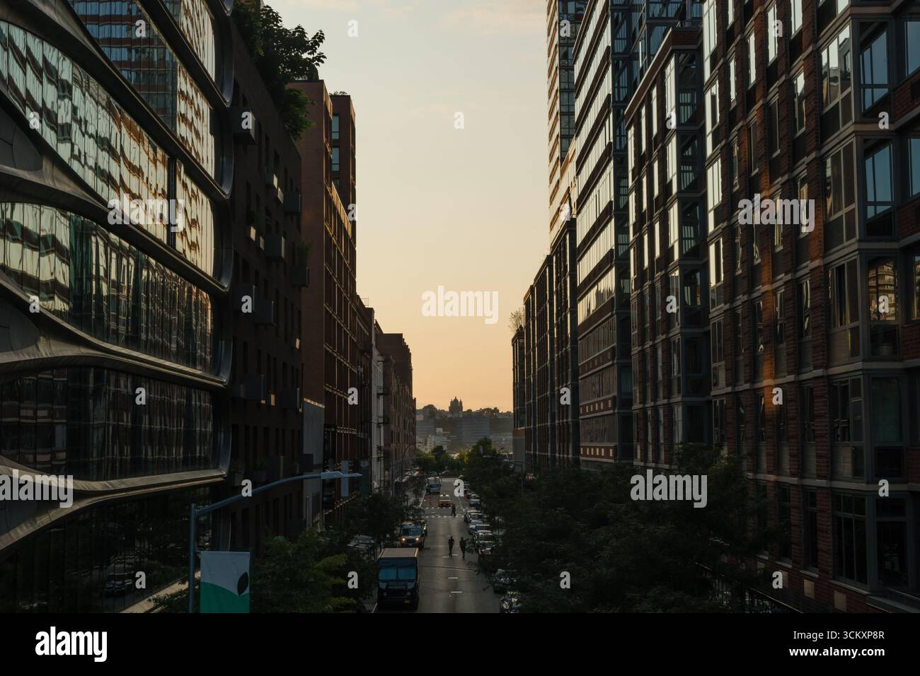 Scenic aerial Chelsea street vista at sunset in summer, taken from the ...