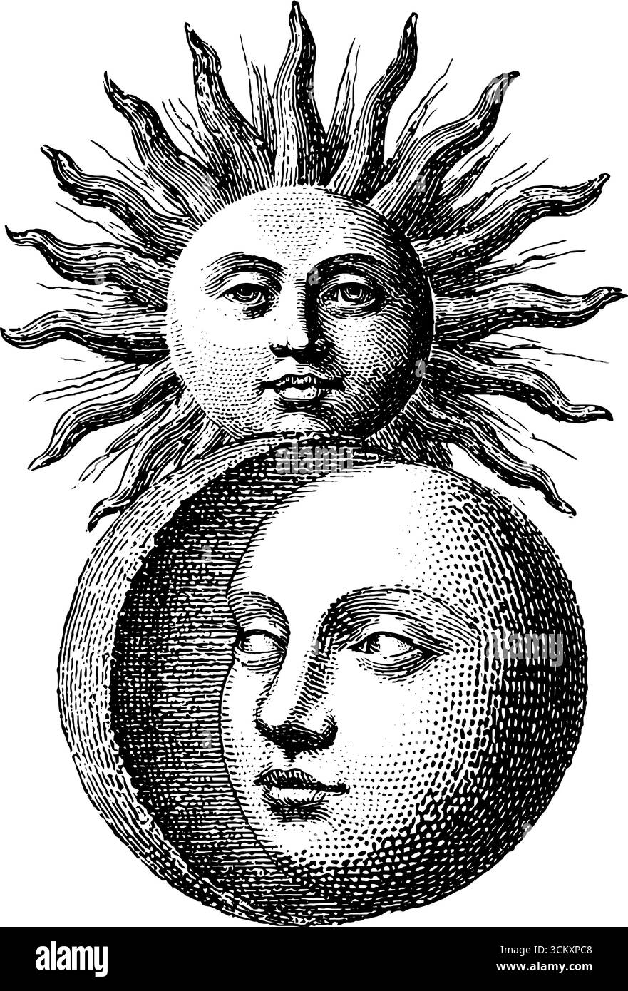 Sun moon in vintage hi-res stock photography and images - Alamy