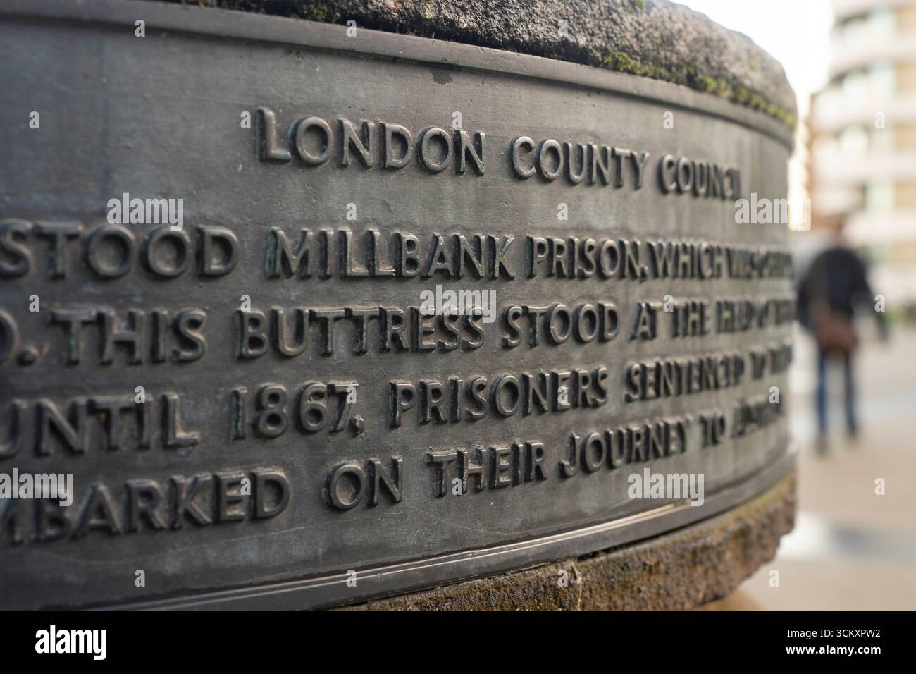 London County Council plaque at Millbank Prison, London, marking where ...