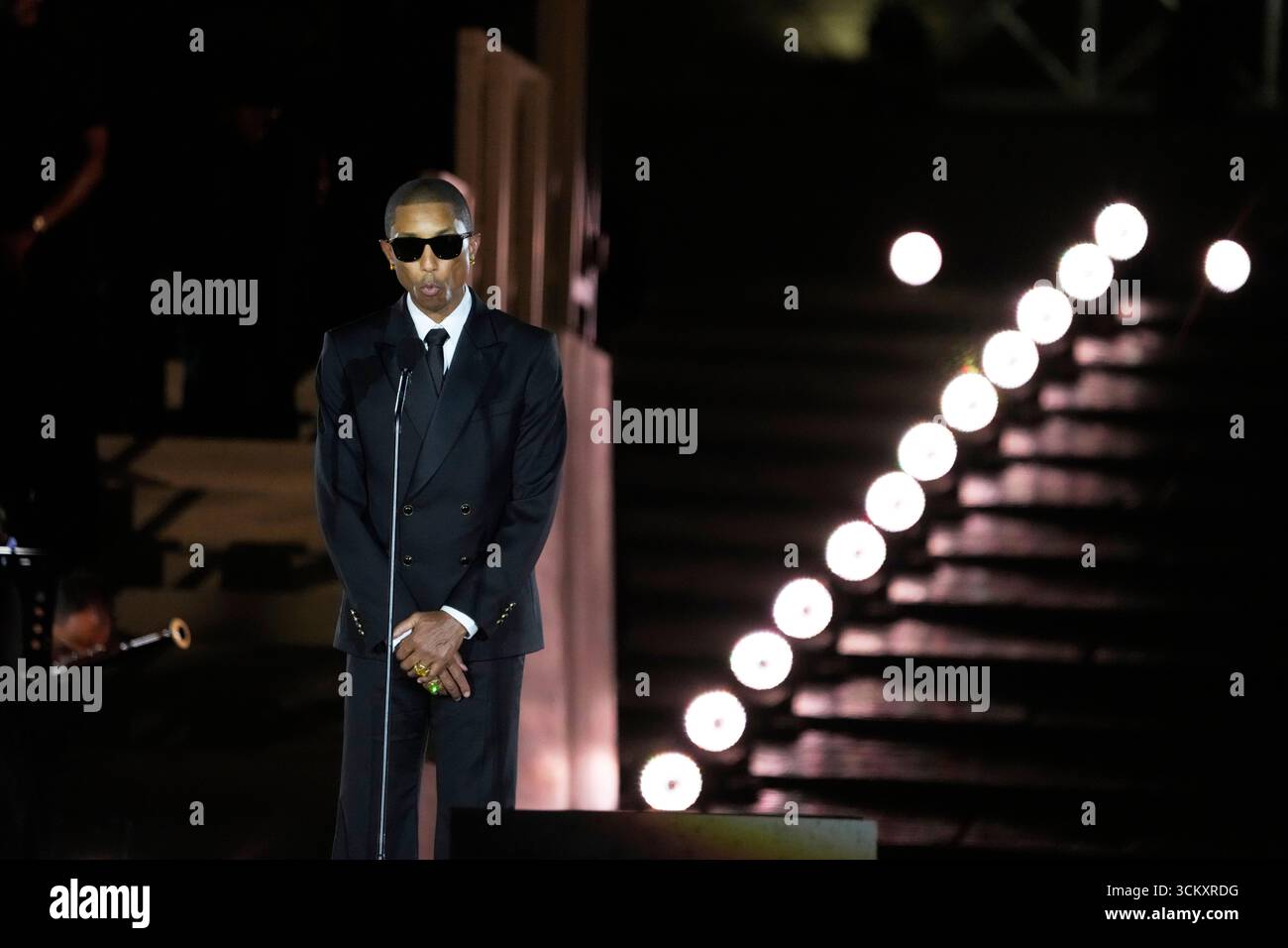 Pharrell Williams speaks during a concert in St. Peter's Square for the ...