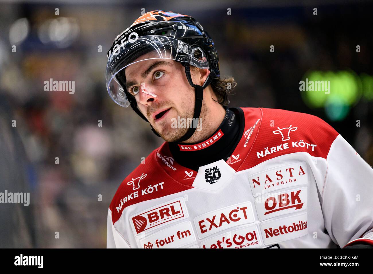 250913 Örebros Luke Martin under ishockeymatchen i SHL mellan HV71 och ...