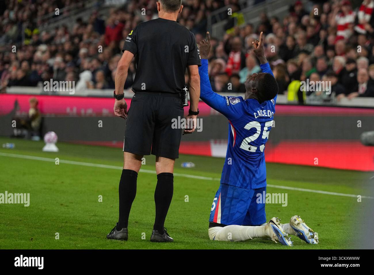 Chelsea's Moises Caicedo celebrates after scoring during the Premier ...