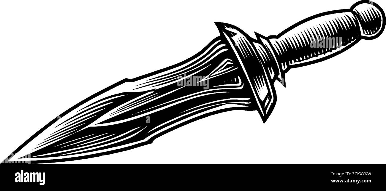 Intricate carved obsidian blade with sharp edge for medieval weaponry ...