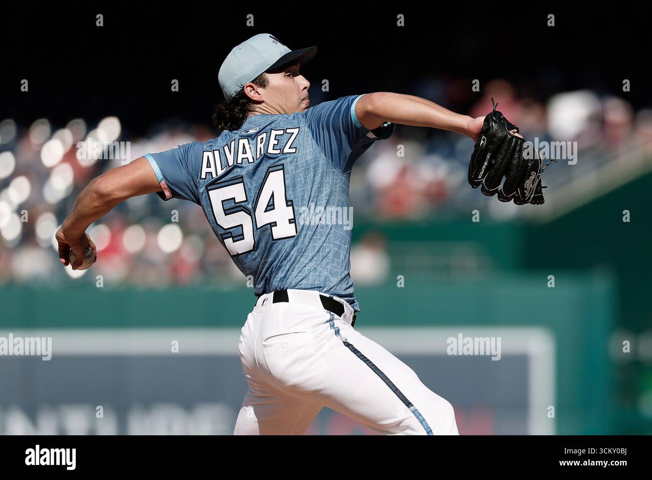 Washington Nationals pitcher Andrew Alvarez throws during the first ...