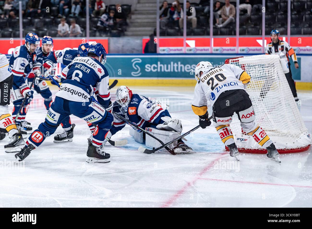 13/09/2025, Zurich, Swiss Life Arena, NL: ZSC Lions - HC Lugano, #6 Yannick Weber (ZSC), #30 ...