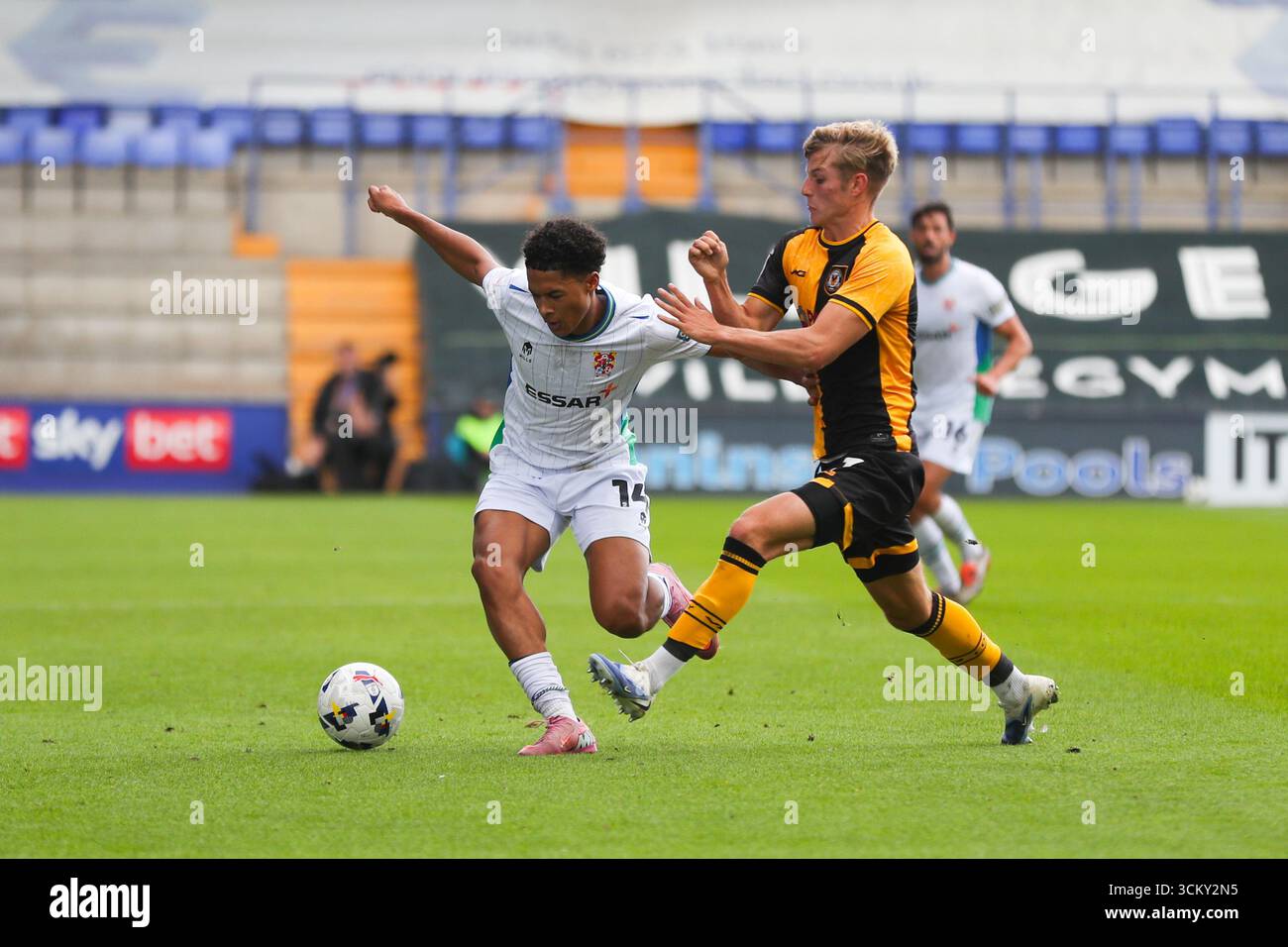 Birkenhead, UK, 13th September, 2025. Jayden Joseph of Tranmere Rovers ...