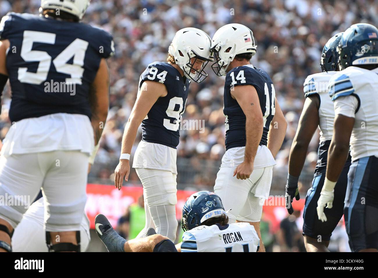 Penn State placekicker Ryan Barker (94) celebrates after a field goal ...