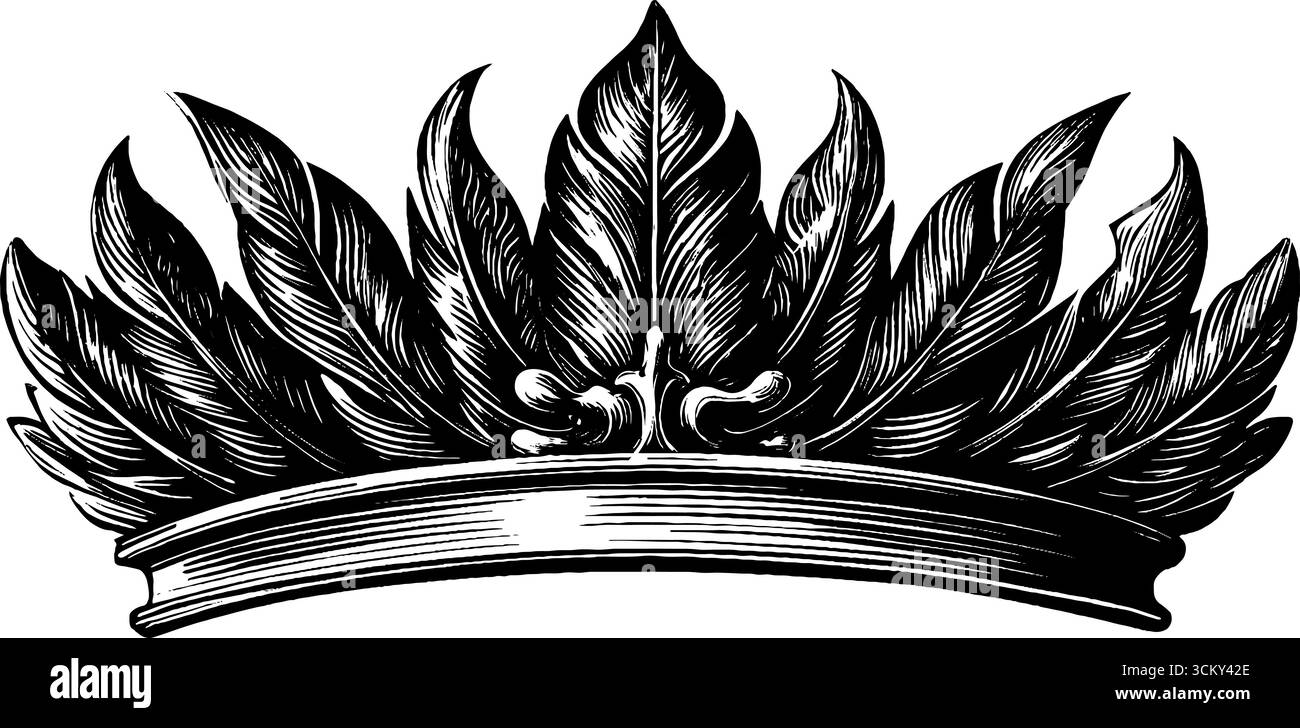Elegant feathered crown with bone center in black and white design for ...