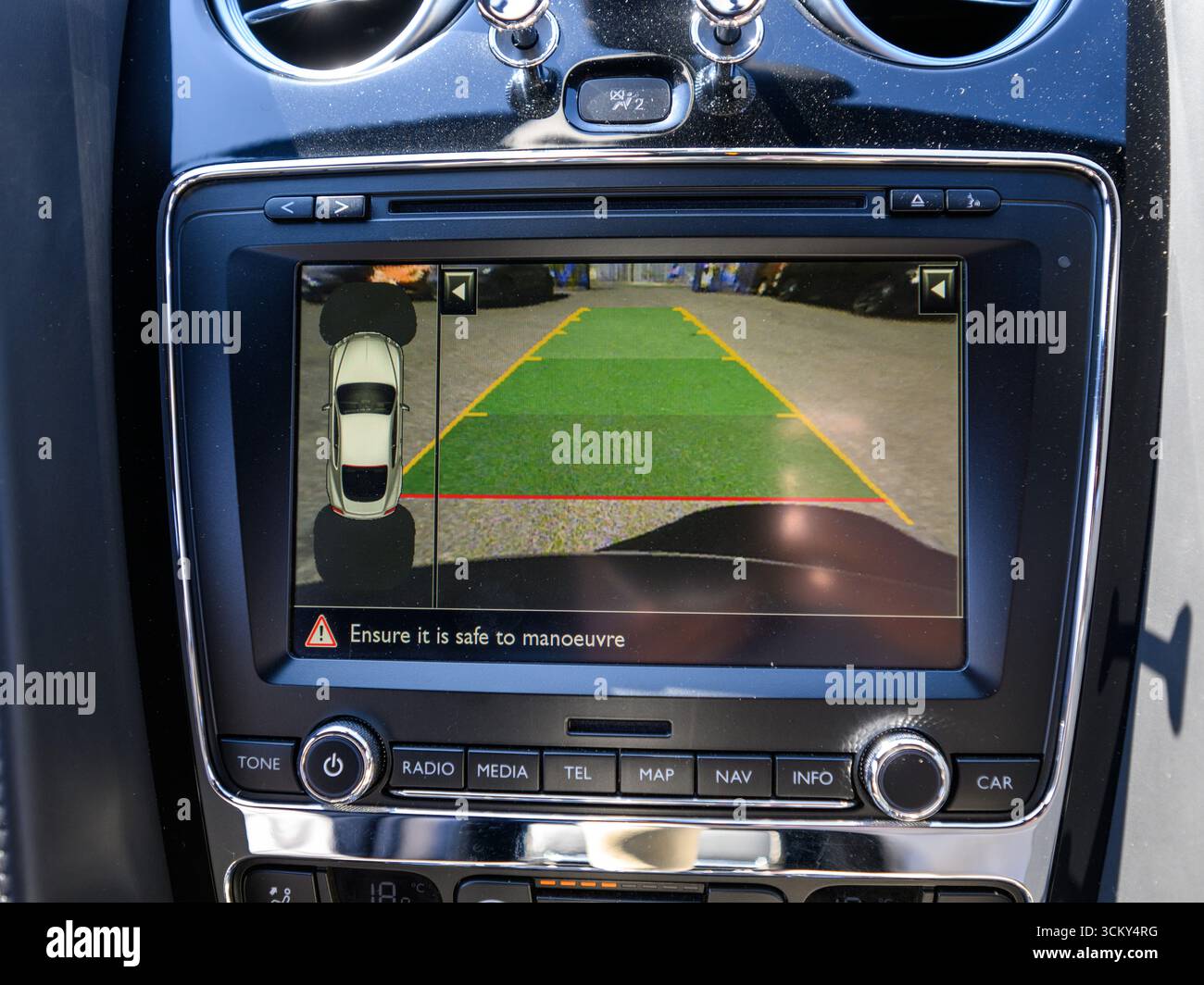 Derby, UK - Sept 13 2025: modern car infotainment screen displaying the ...