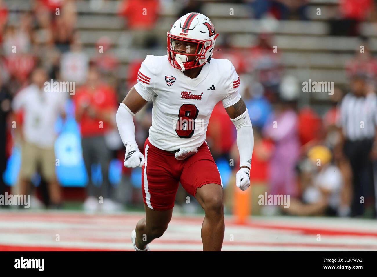 Miami (OH) Koy Beasley (8) in action against Rutgers during an NCAA ...