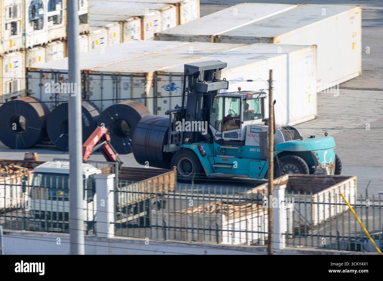 Forklift moving steel coil hi-res stock photography and images - Alamy