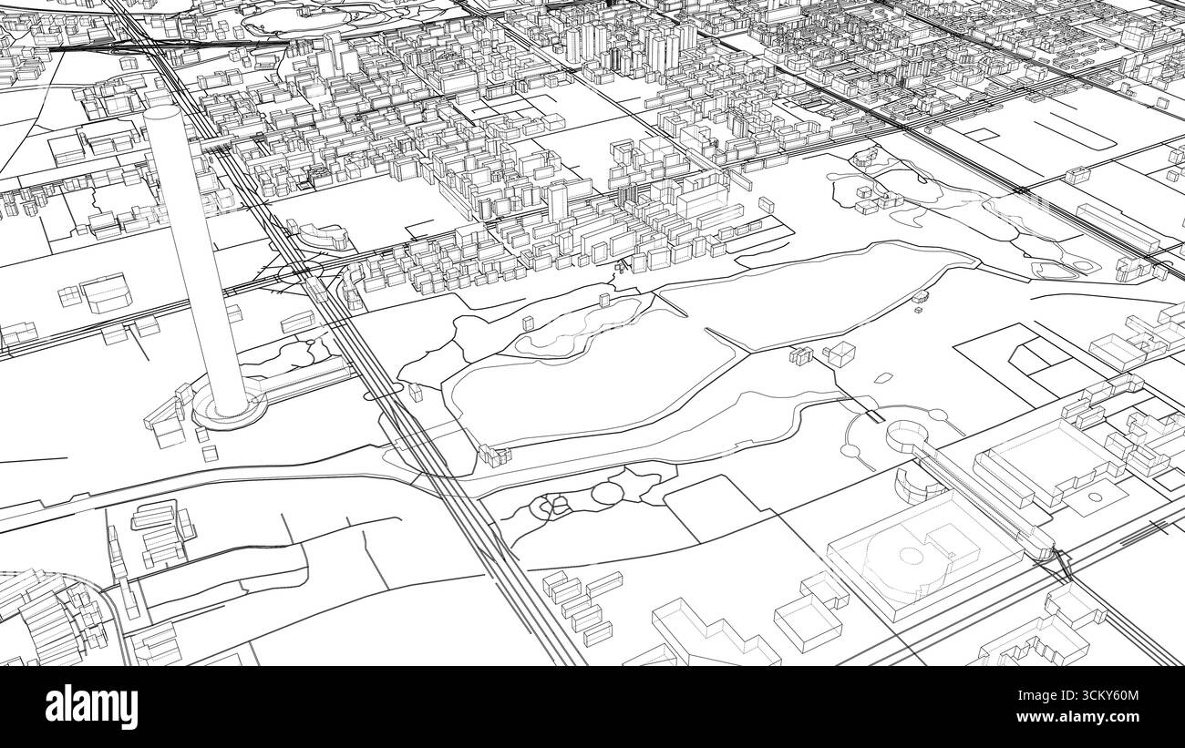 Detailed Cityscape Line Drawing Stock Vector Image & Art - Alamy