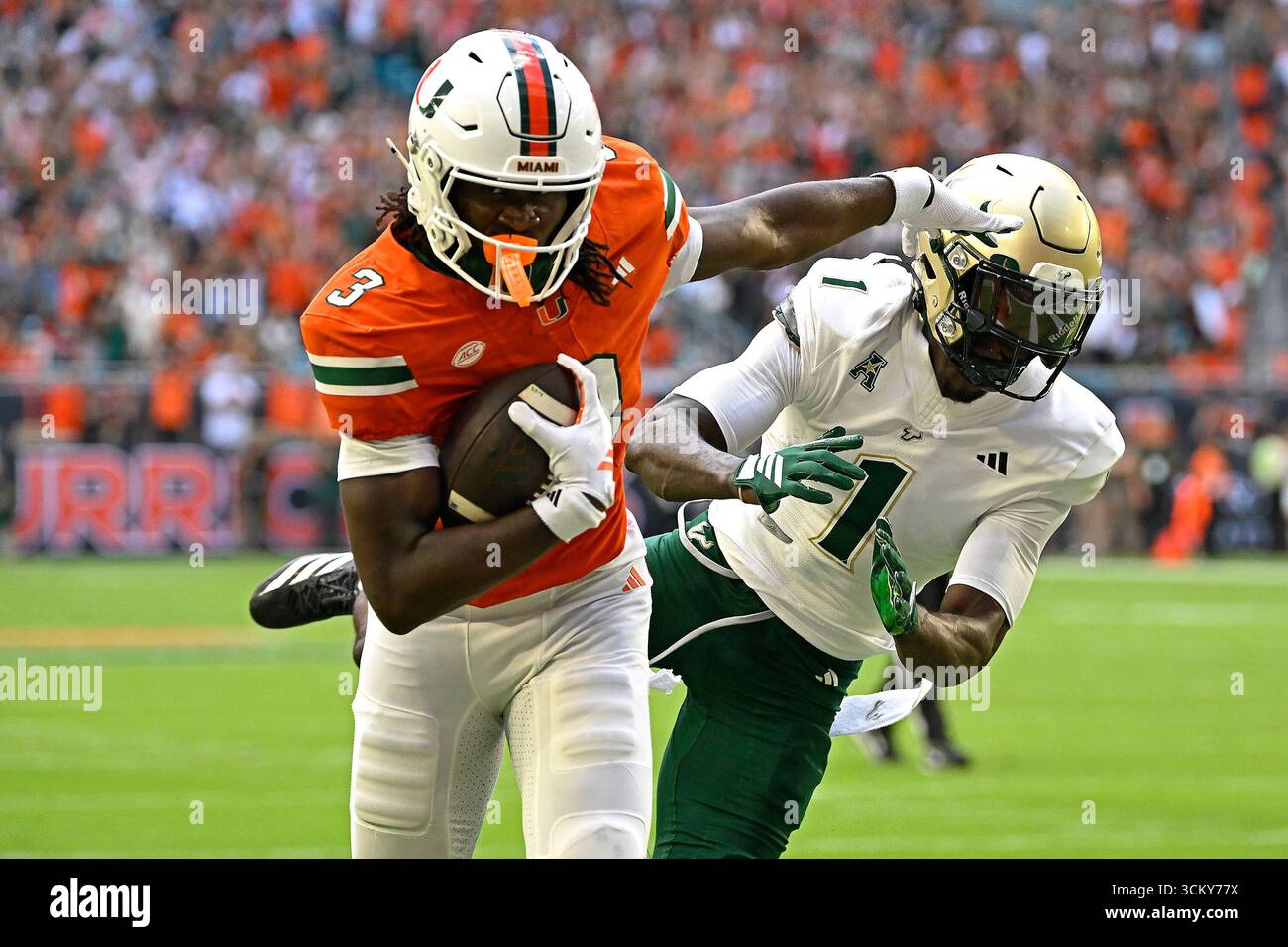 MIAMI GARDENS, FL - SEPTEMBER 13: Miami wide receiver Joshua Moore (3 ...
