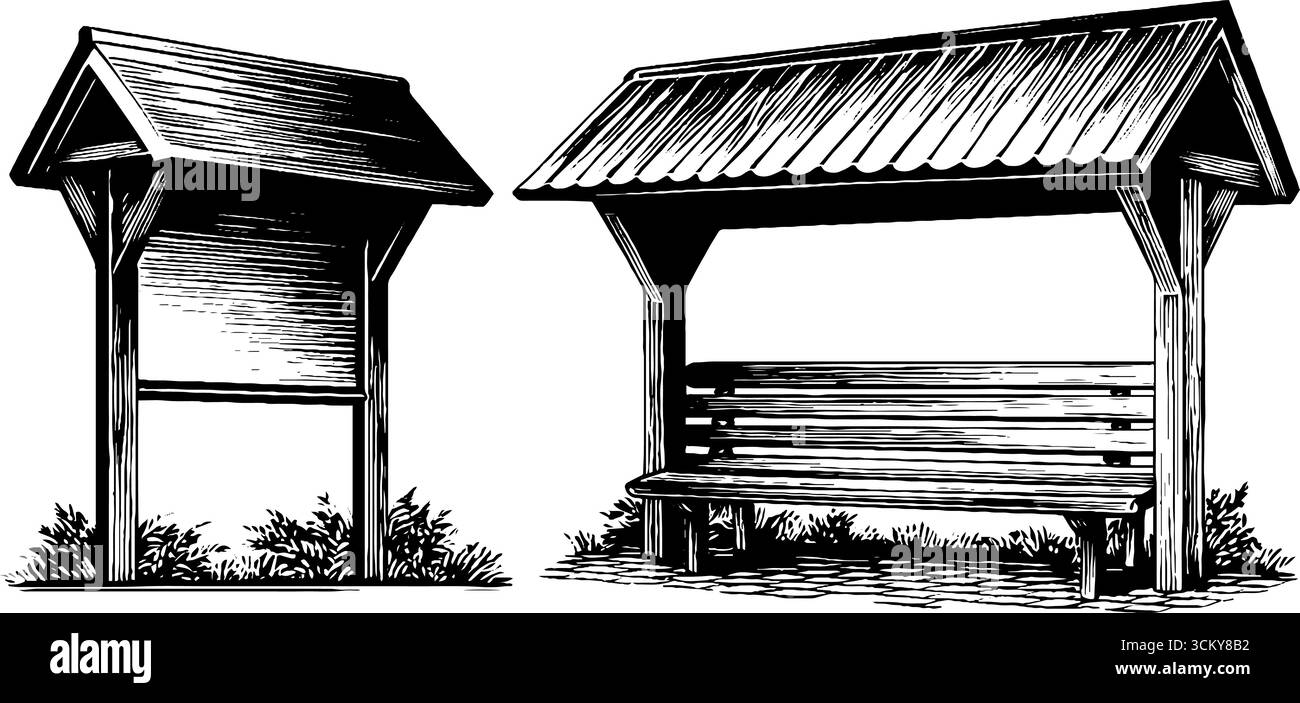 Vintage outdoor structures for advertisements with bus shelter and ...