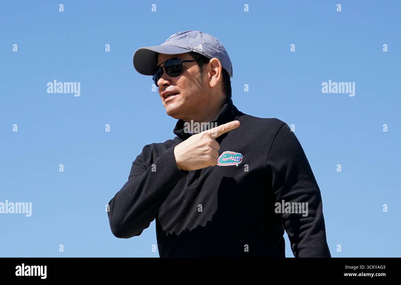 Secretary of State Marco Rubio looks on before departing for Israel at ...