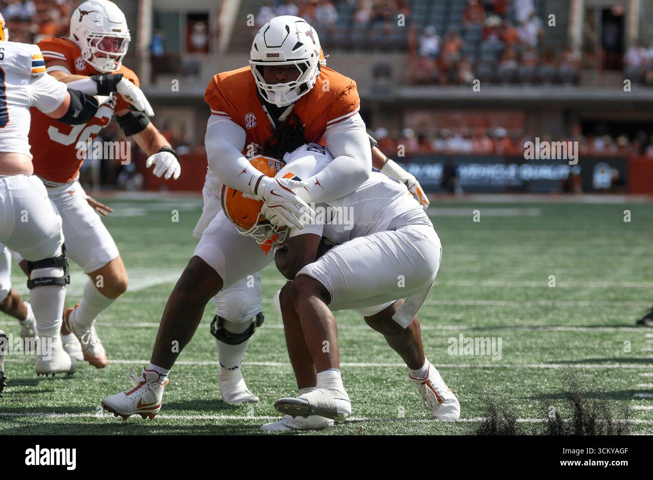 AUSTIN, TX - SEPTEMBER 13: Defensive Lineman Travis Shaw #44 of the ...