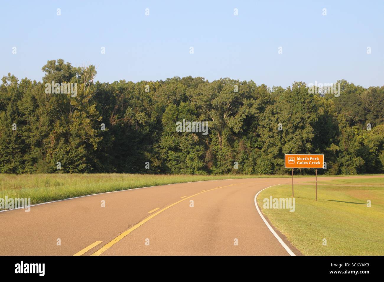 A North Fork Coles Creek picnic area road sign along the Natchez Trace ...