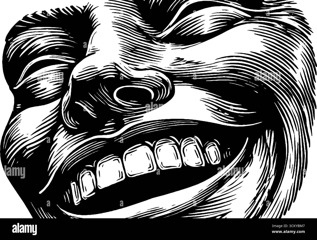 Black and white woodcut of a laughing face Stock Vector Image & Art - Alamy