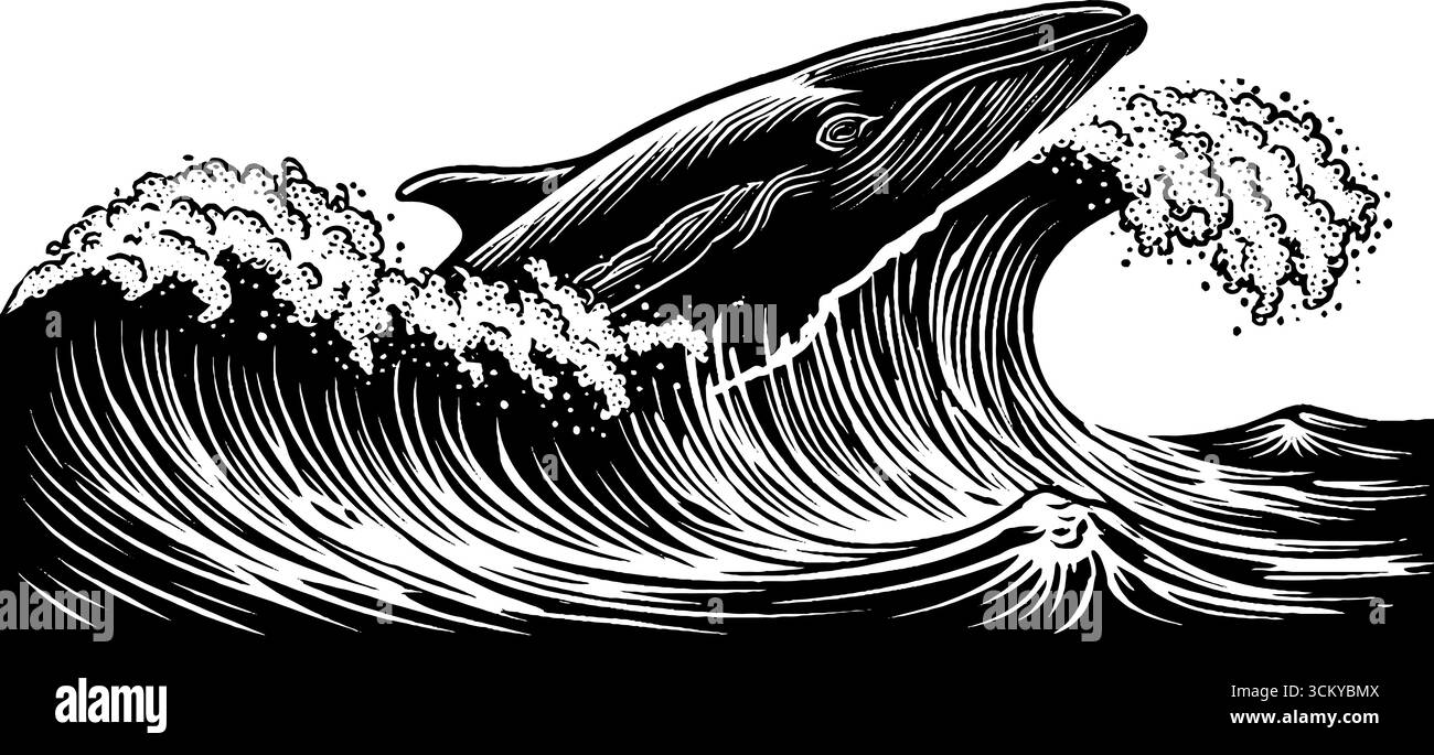 Majestic leviathan amidst spiraling ocean waves Stock Vector Image ...