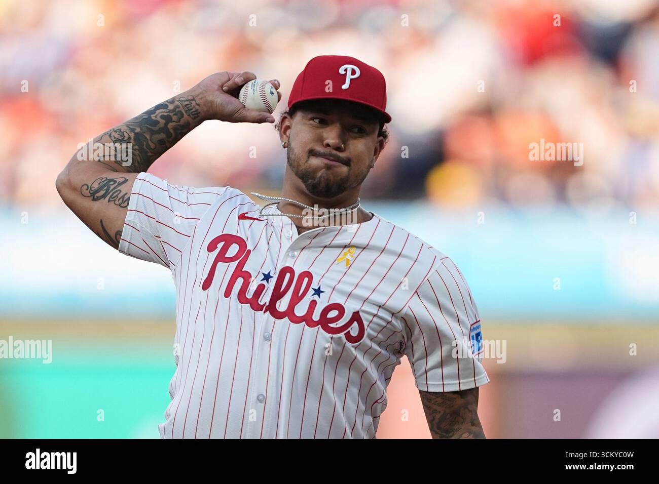 Philadelphia Phillies' Taijuan Walker pitches during the first inning of a baseball game against ...