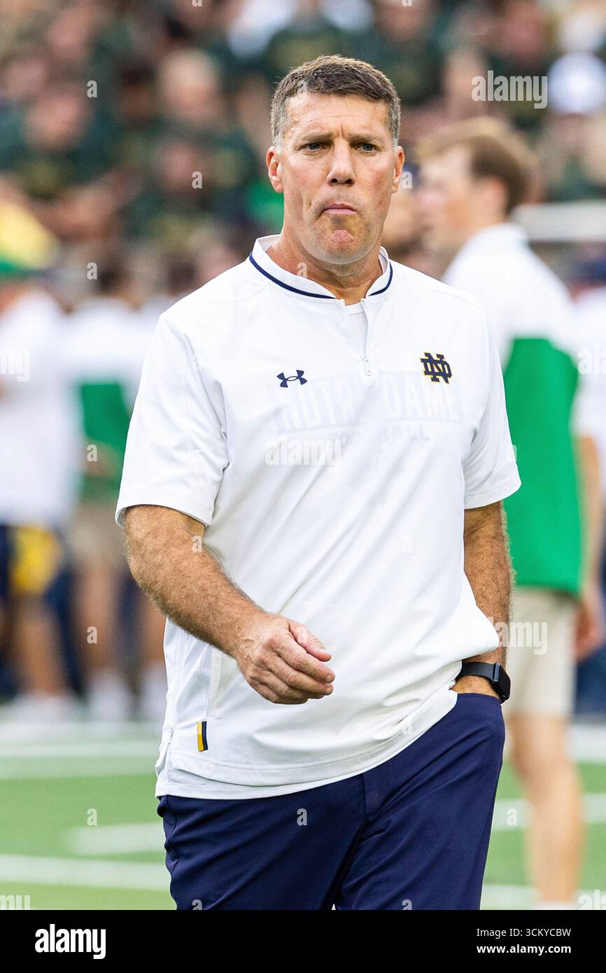 September 13, 2025: Notre Dame defensive coordinator Chris Ash during ...