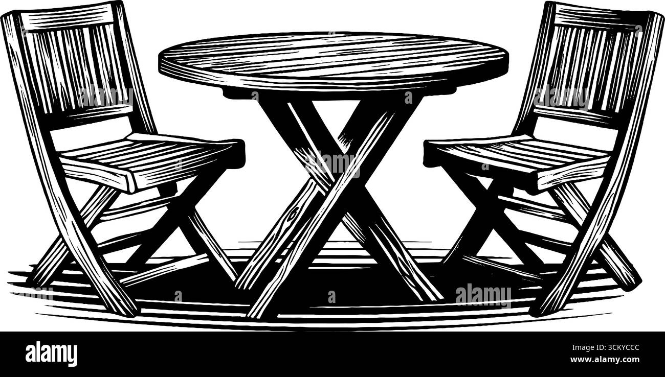 Outdoor dining setup wooden Stock Vector Images - Alamy