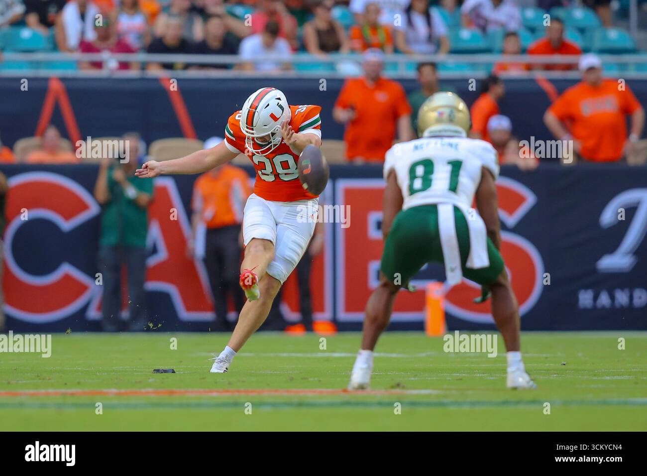 MIAMI GARDENS, FL - SEPTEMBER 13: Miami Hurricanes place kicker Carter ...