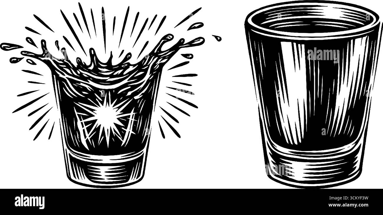 Dramatic shot glass splash in black and white for creative design ...