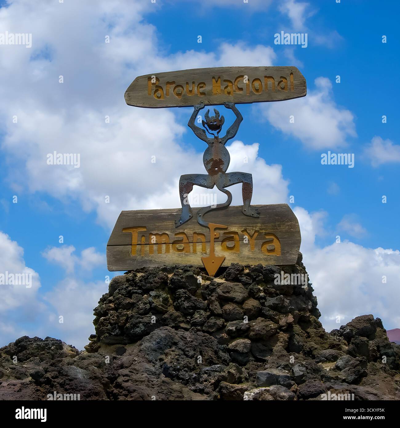 The iconic “El Diablo” sign, designed by César Manrique, marks the ...