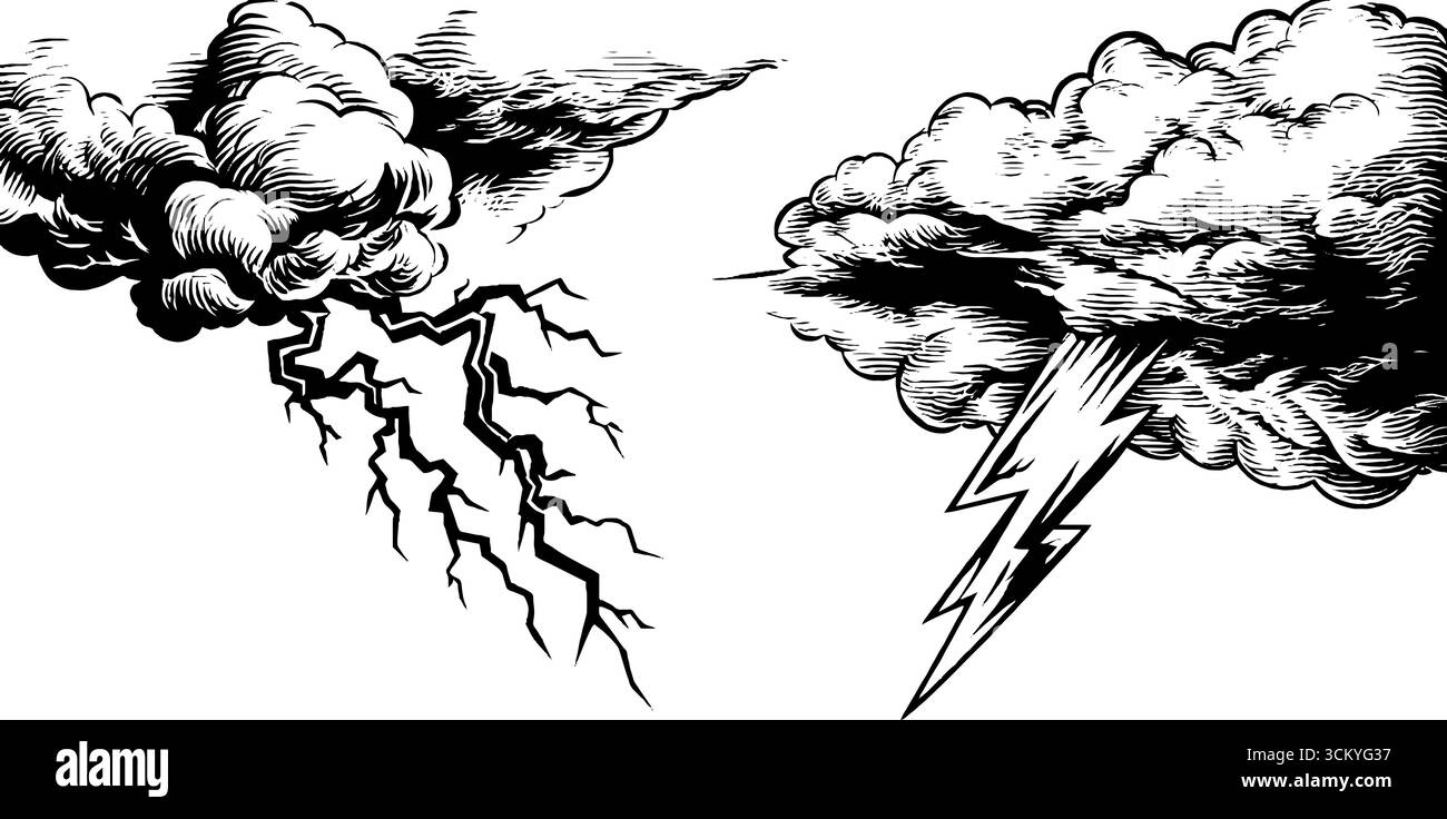 Vintage lightning bolt and electric crack patterns for retro design ...